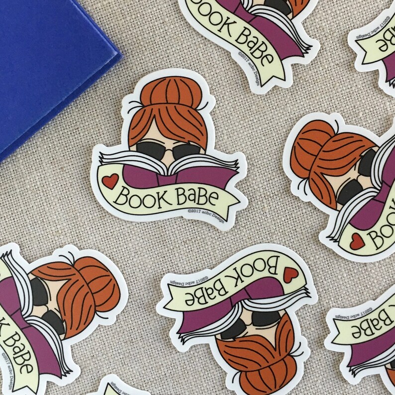 Book Babe Redhead Woman Vinyl Sticker / Reader Gift / Modern - Etsy