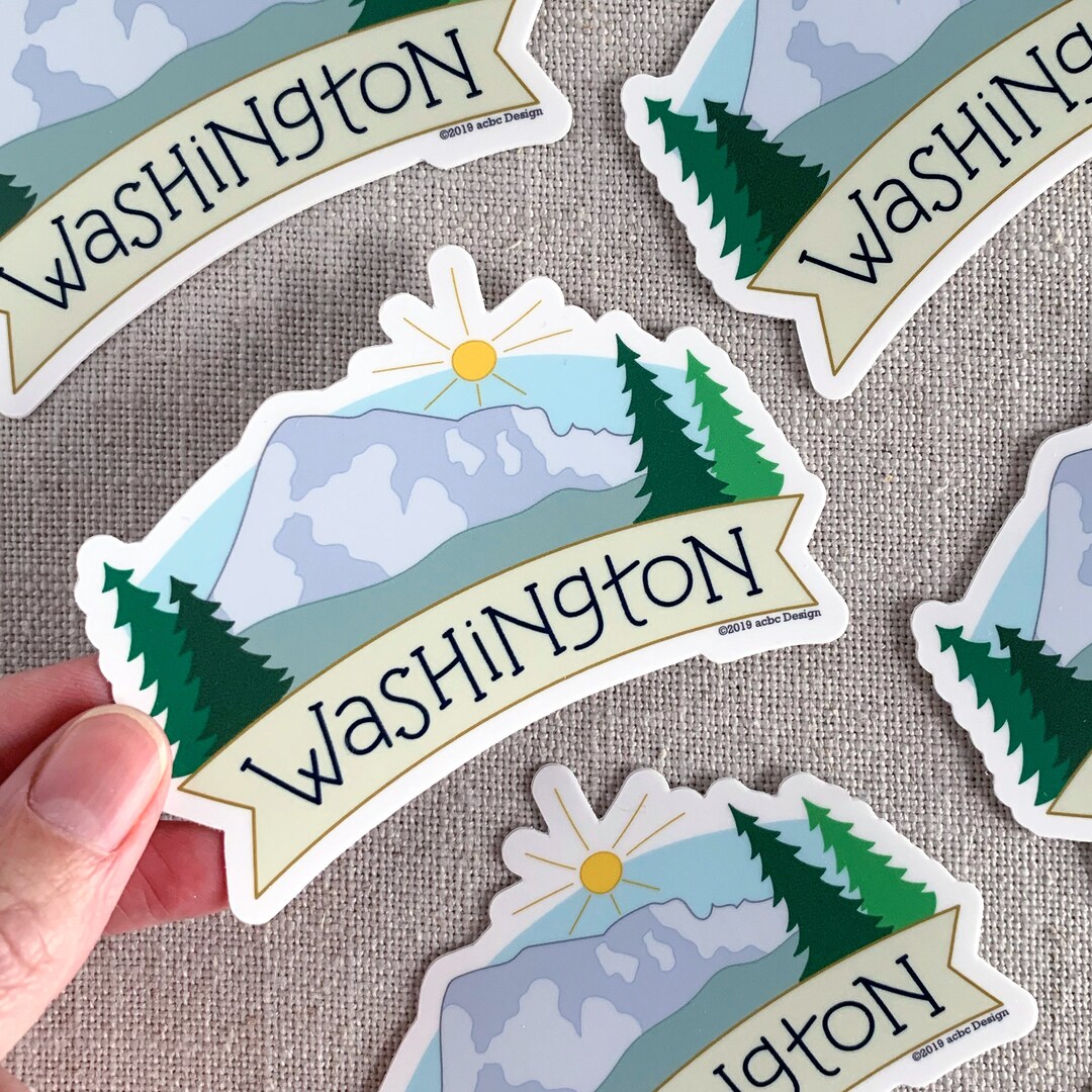 Washington Mt Rainier Vinyl Sticker / Washington Travel Sticker ...