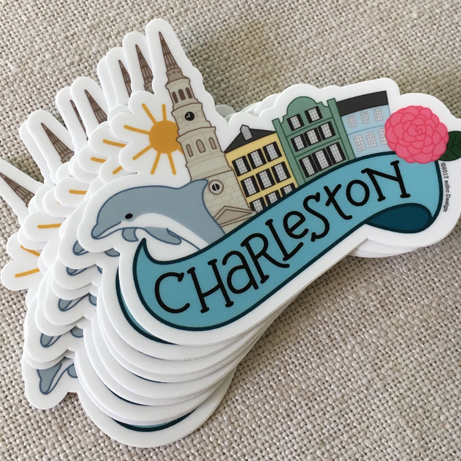 Charleston South Carolina Vinyl Sticker Rainbow Row Dolphin | Etsy