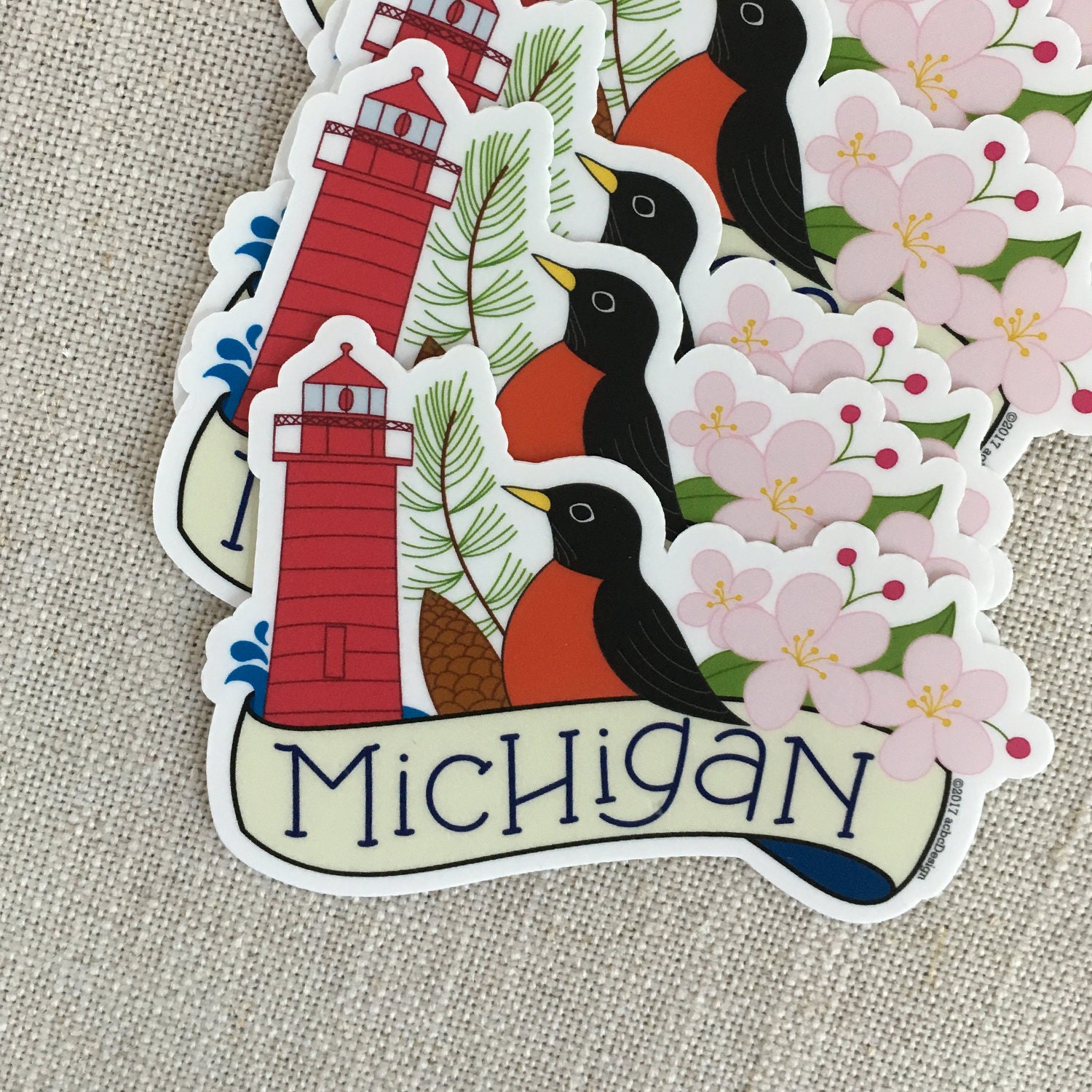 Michigan Vinyl Sticker / Modern Illustrated Michigan State | Etsy