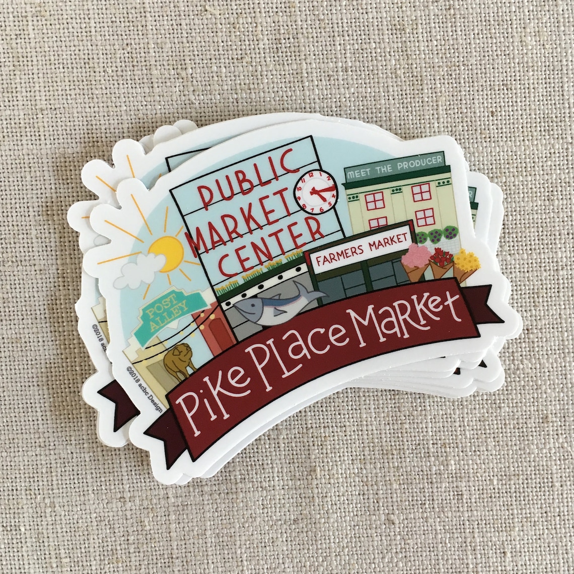 Pike Place Market Vinyl Sticker, Seattle Travel Souvenir - Etsy