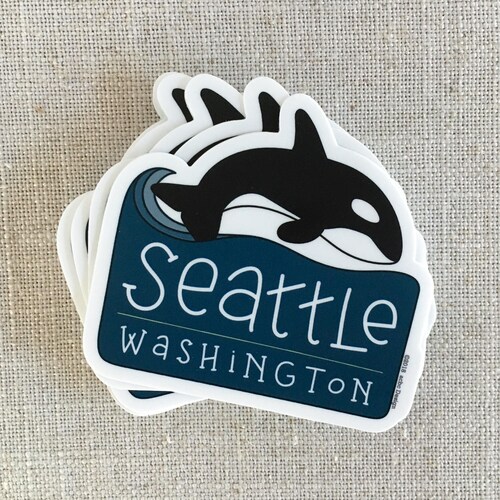 Seattle Whale Vinyl Sticker / Seattle Washington Sticker / - Etsy