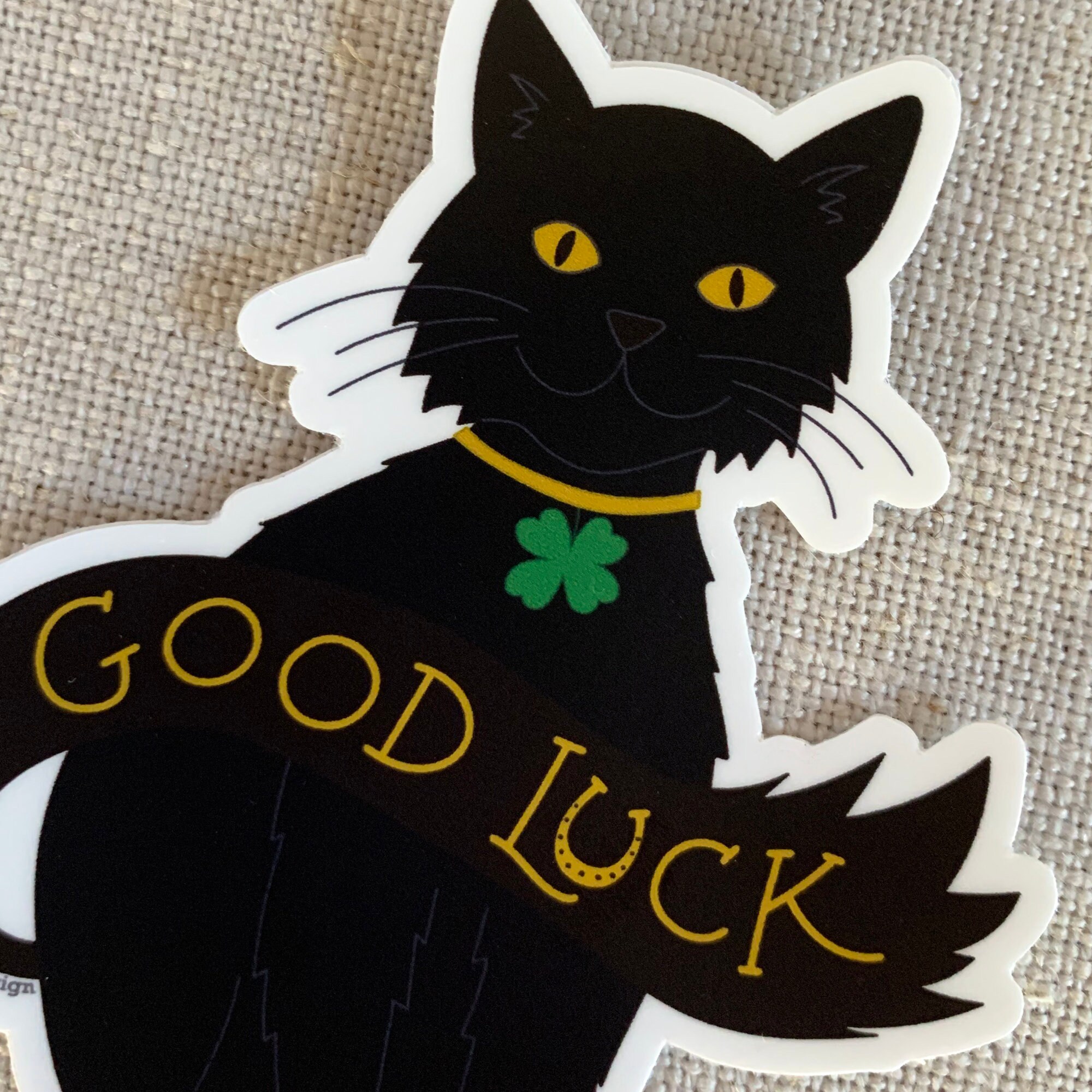 Good Luck Black Kitty Vinyl Sticker / Black Cat Sticker / Good | Etsy