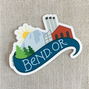 Bend Oregon Vinyl Sticker: Illustrated Travel, Mt Bachelor, Old Mill - Etsy