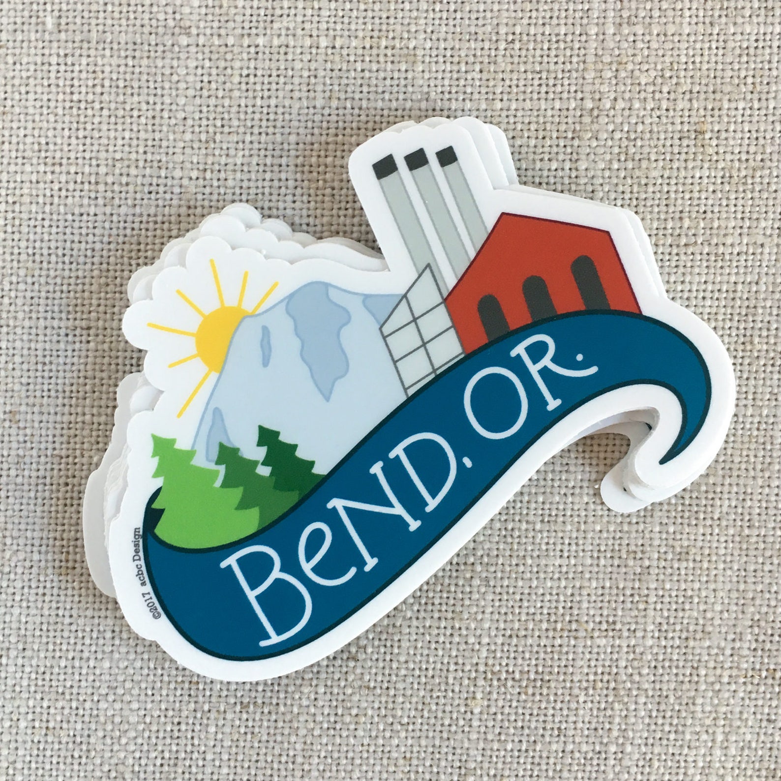 Bend Oregon Vinyl Sticker: Illustrated Travel, Mt Bachelor, Old Mill - Etsy