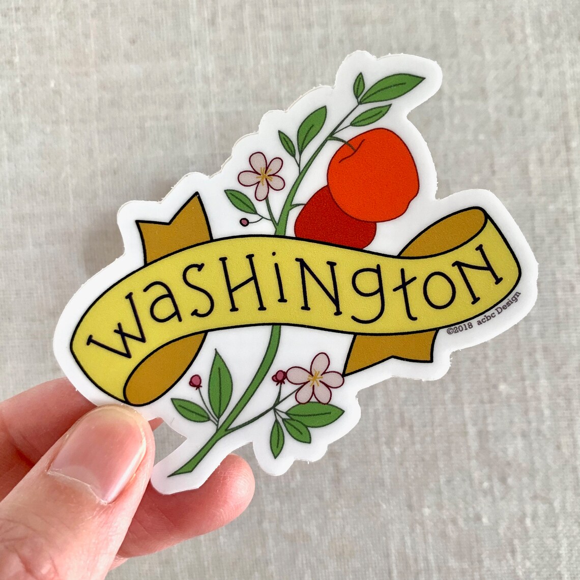 Washington Apples Vinyl Sticker: Illustrated State Pride - Etsy