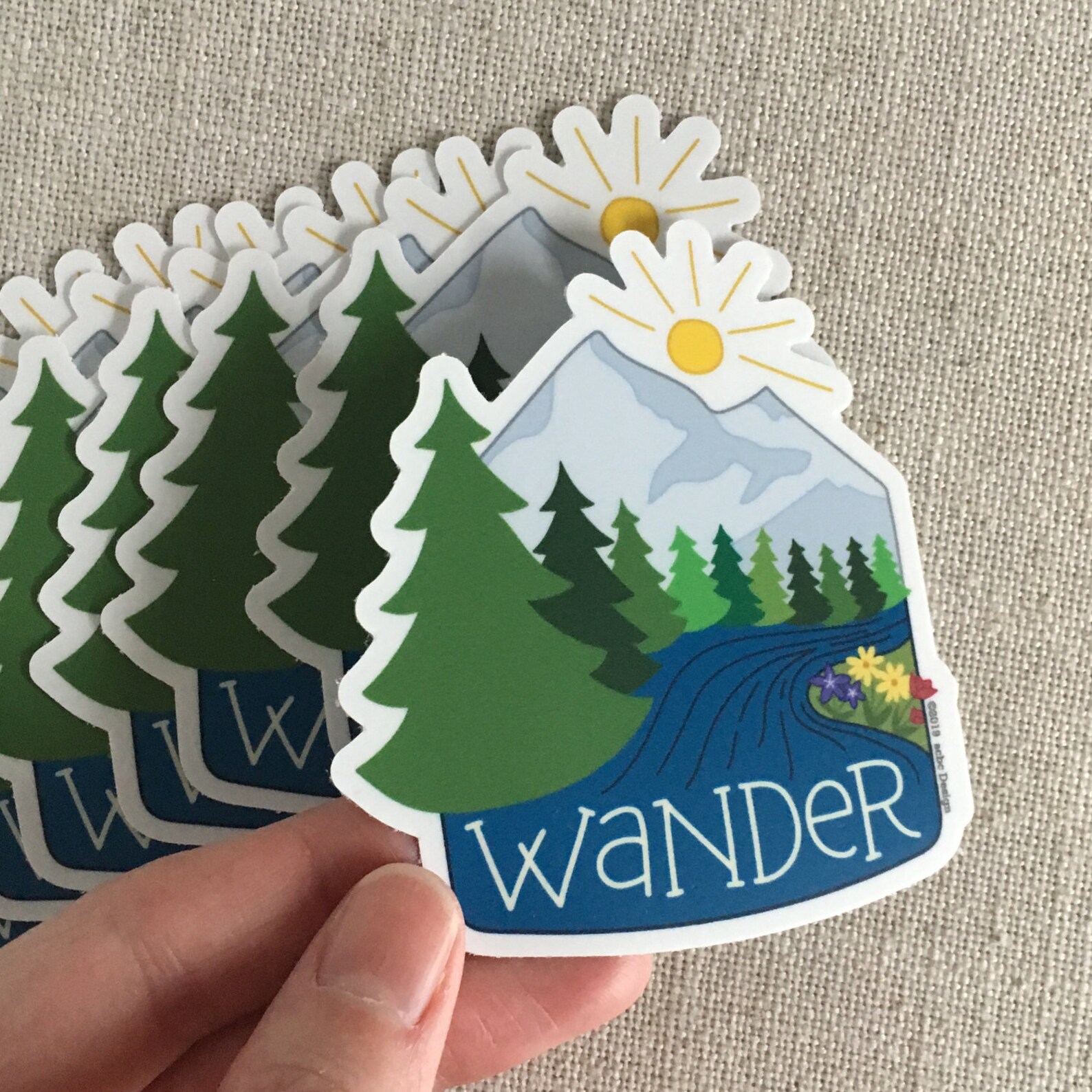 Wander Vinyl Sticker / Illustrated Mountain Forrest / Hand Lettered ...