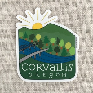 Corvallis Oregon Vinyl Sticker: Marys Peak & Willamette River - Etsy