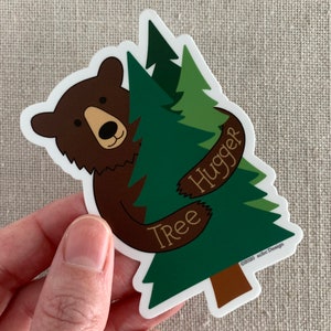 Tree Hugger Bear Vinyl Sticker / Environmentalist Sticker / Cute ...