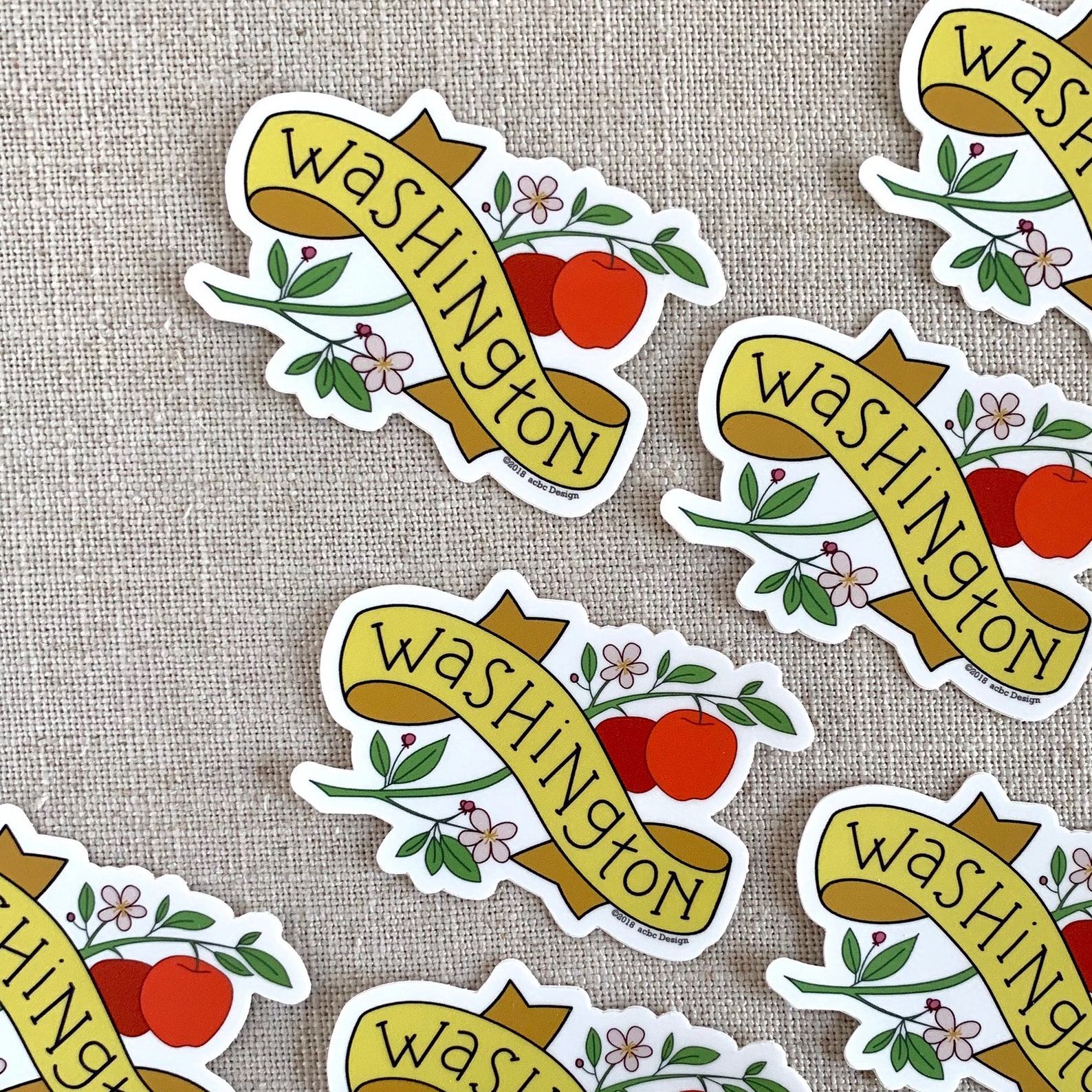 Washington Apples Vinyl Sticker: Illustrated State Pride - Etsy