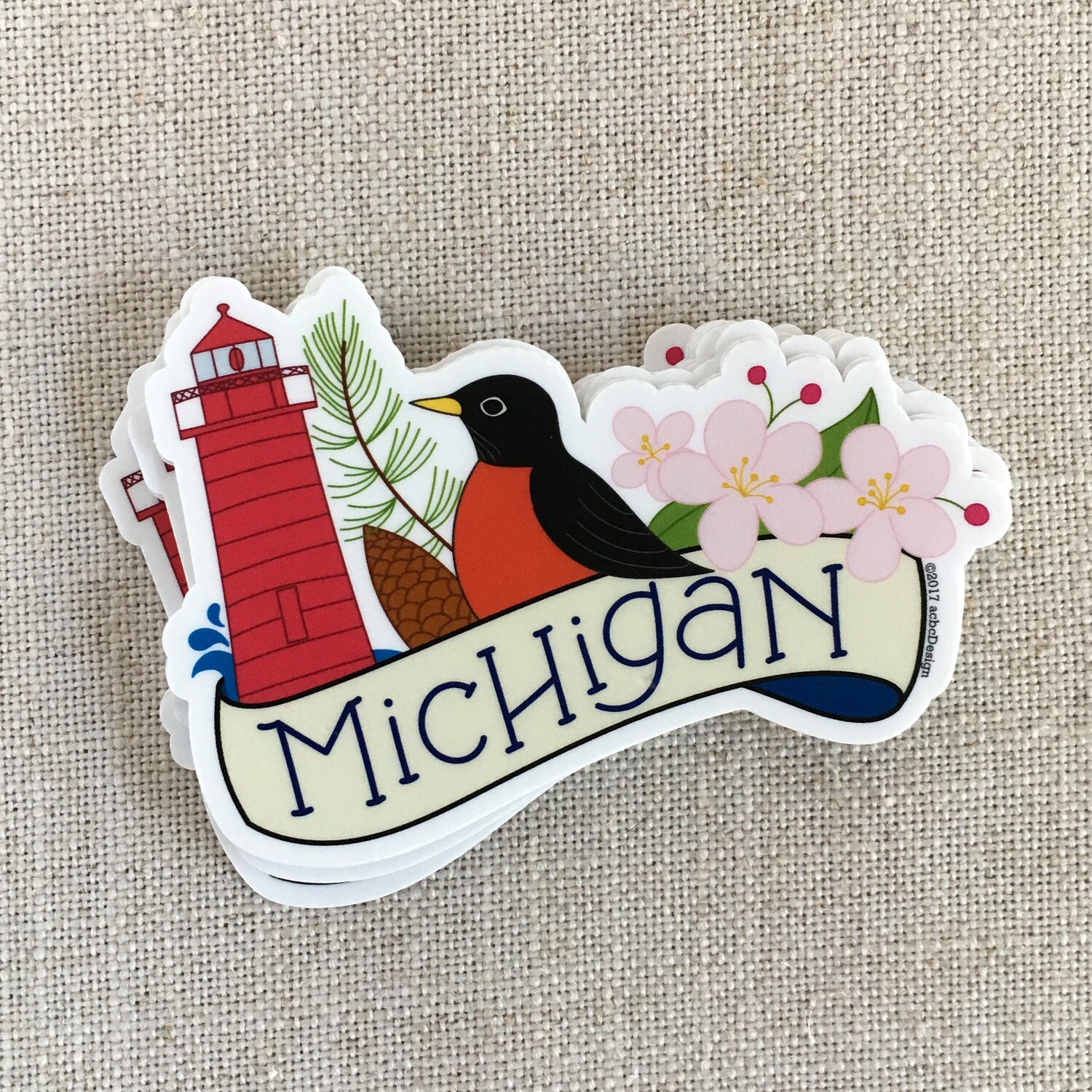 Michigan Vinyl Sticker / Modern Illustrated Michigan State | Etsy