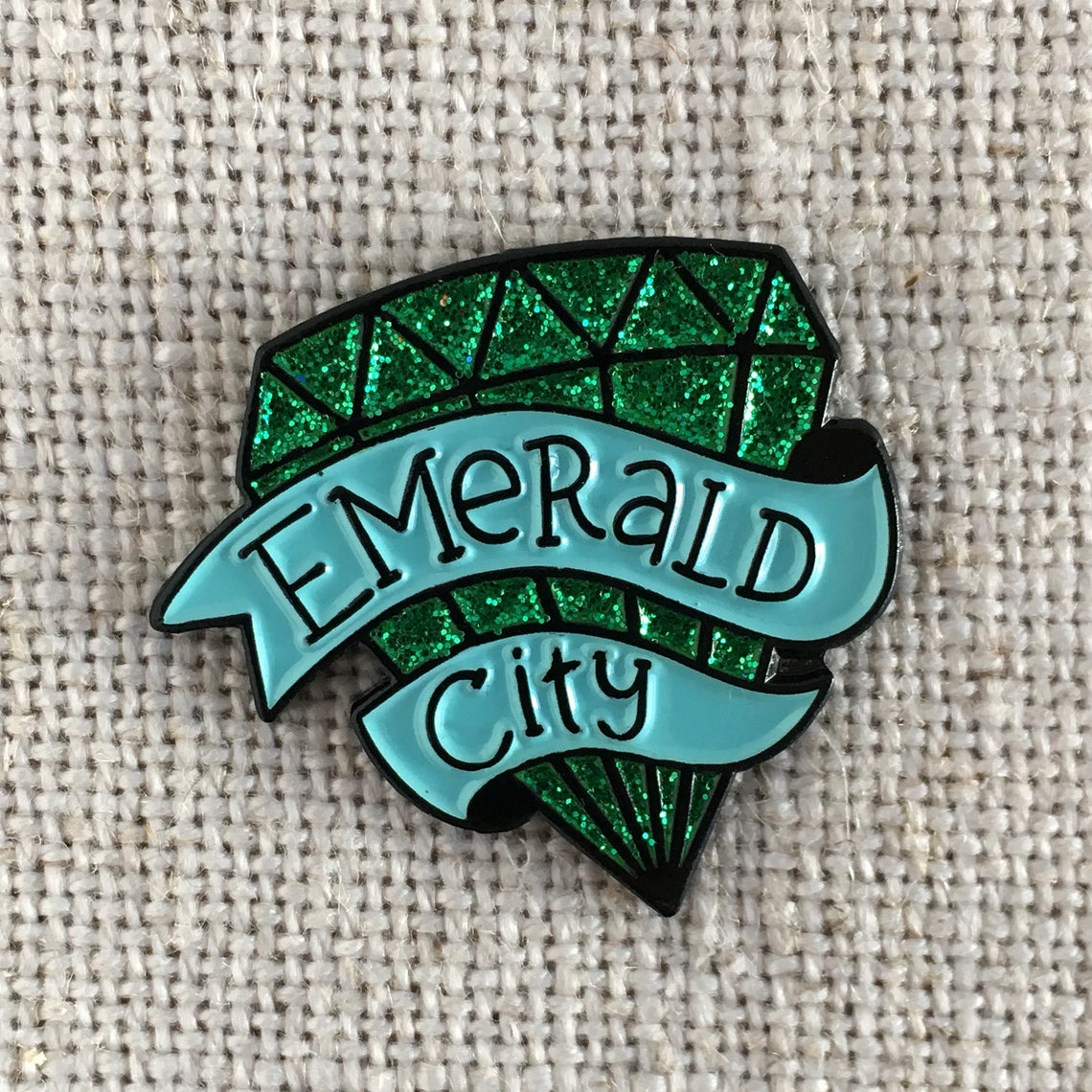 Emerald City Glitter Lapel Pin: Seattle Souvenir, Stocking Stuffer - Etsy