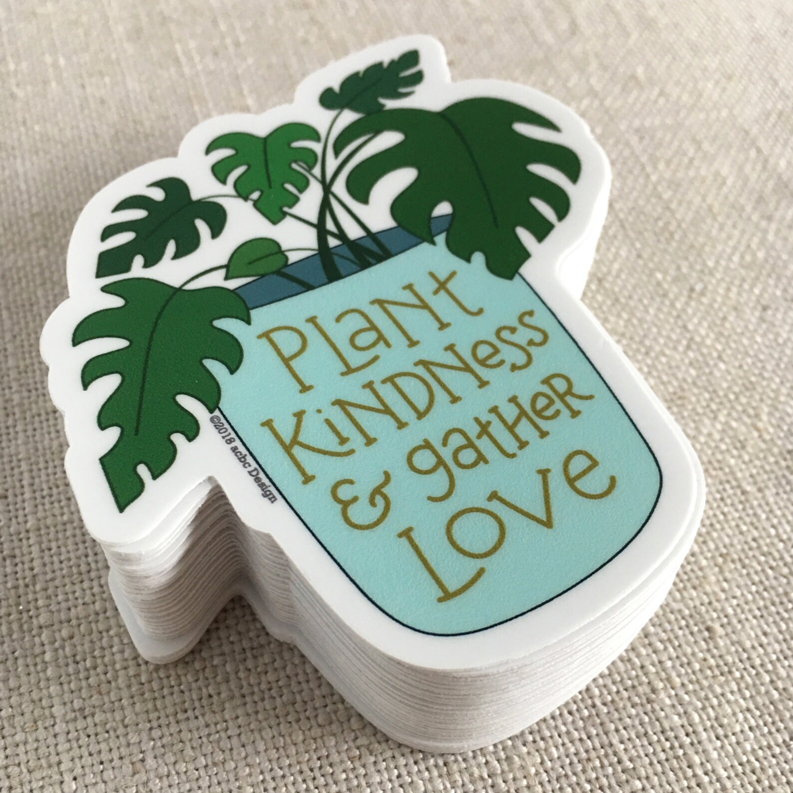 Plant Kindness & Gather Love Vinyl Sticker / Monstera - Etsy