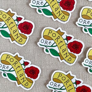 Portland Oregon Rose Vinyl Sticker / Portland Oregon Illustrated ...