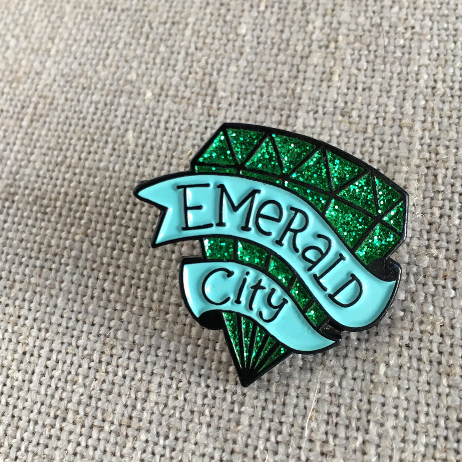 Emerald City Glitter Lapel Pin / Seattle Washington Emerald | Etsy