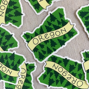 Oregon Trees Illustrated Vinyl Sticker / Hand Lettered Waterproof ...