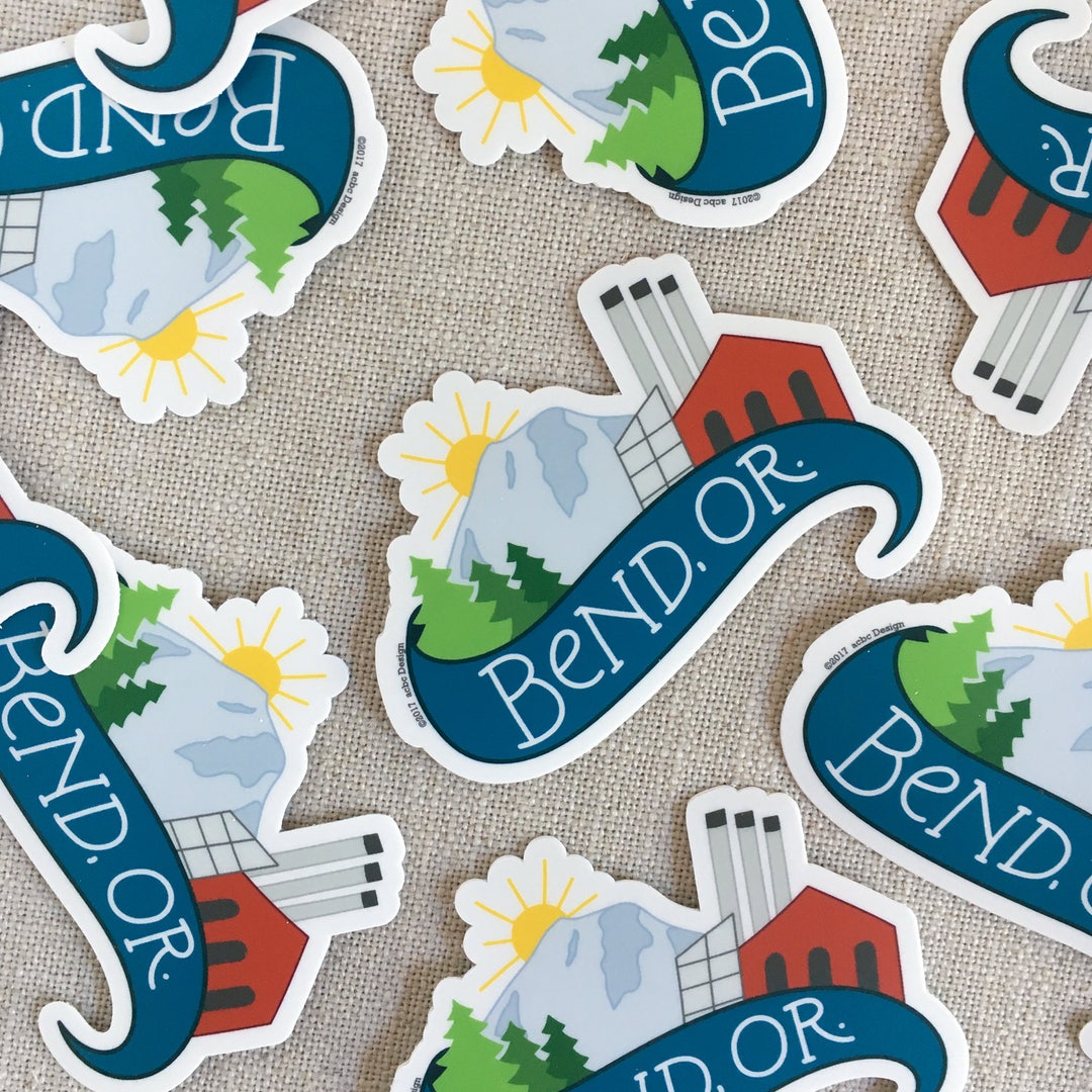 Bend Oregon Vinyl Sticker: Illustrated Travel, Mt Bachelor, Old Mill - Etsy