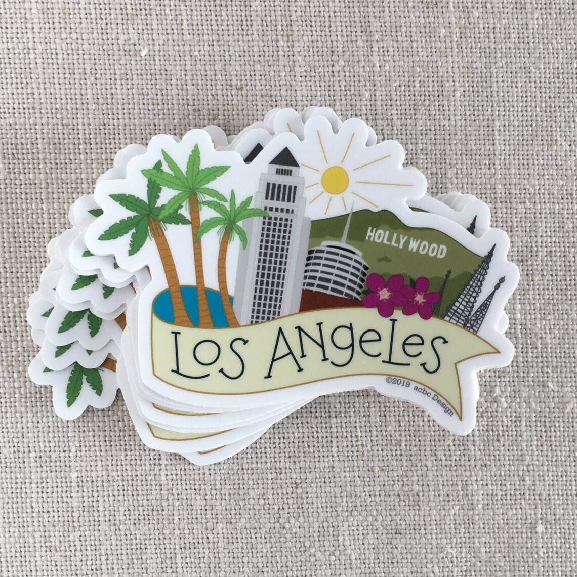 Los Angeles California Vinyl Sticker / Hollywood Hills / - Etsy