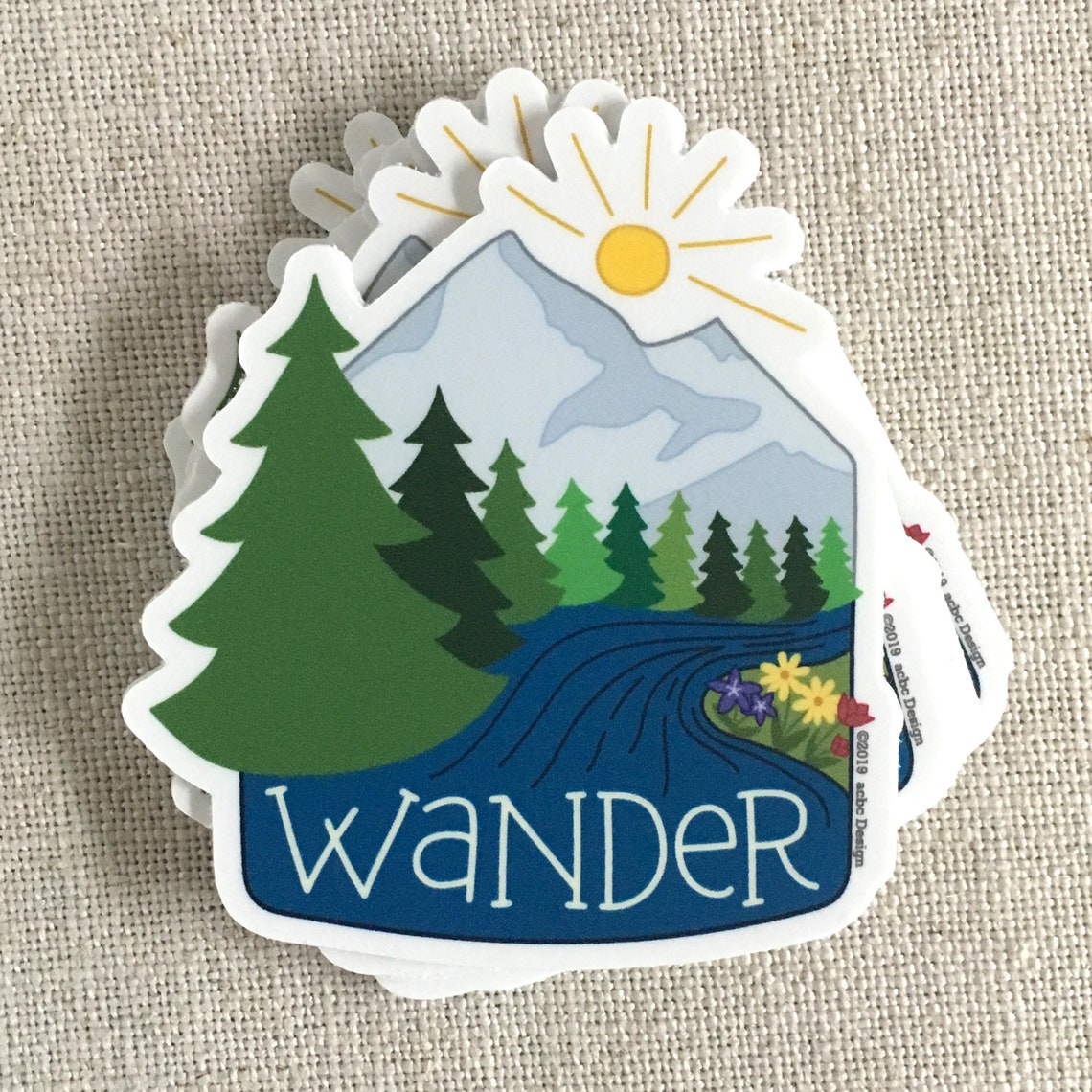 Wander Vinyl Sticker / Illustrated Mountain Forrest / Hand Lettered ...