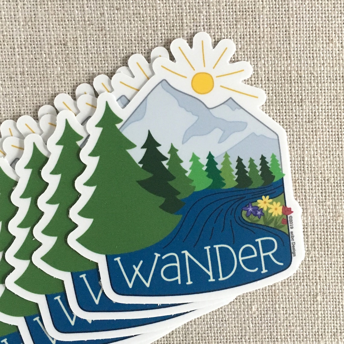 Wander Vinyl Sticker / Illustrated Mountain Forrest / Hand | Etsy