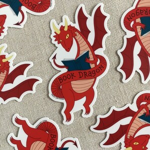 Book Dragon Vinyl Sticker / Reader Gift / Laptop Sticker / Reader Gift ...