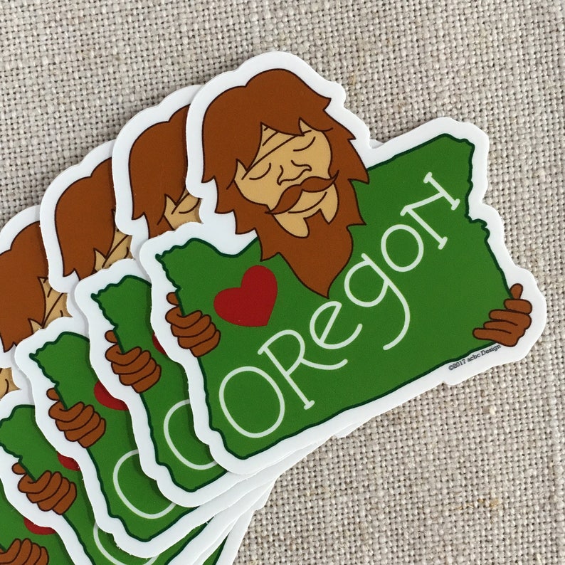 Bigfoot Loves Oregon Vinyl Sticker / Waterproof Bumper Sticker | Etsy