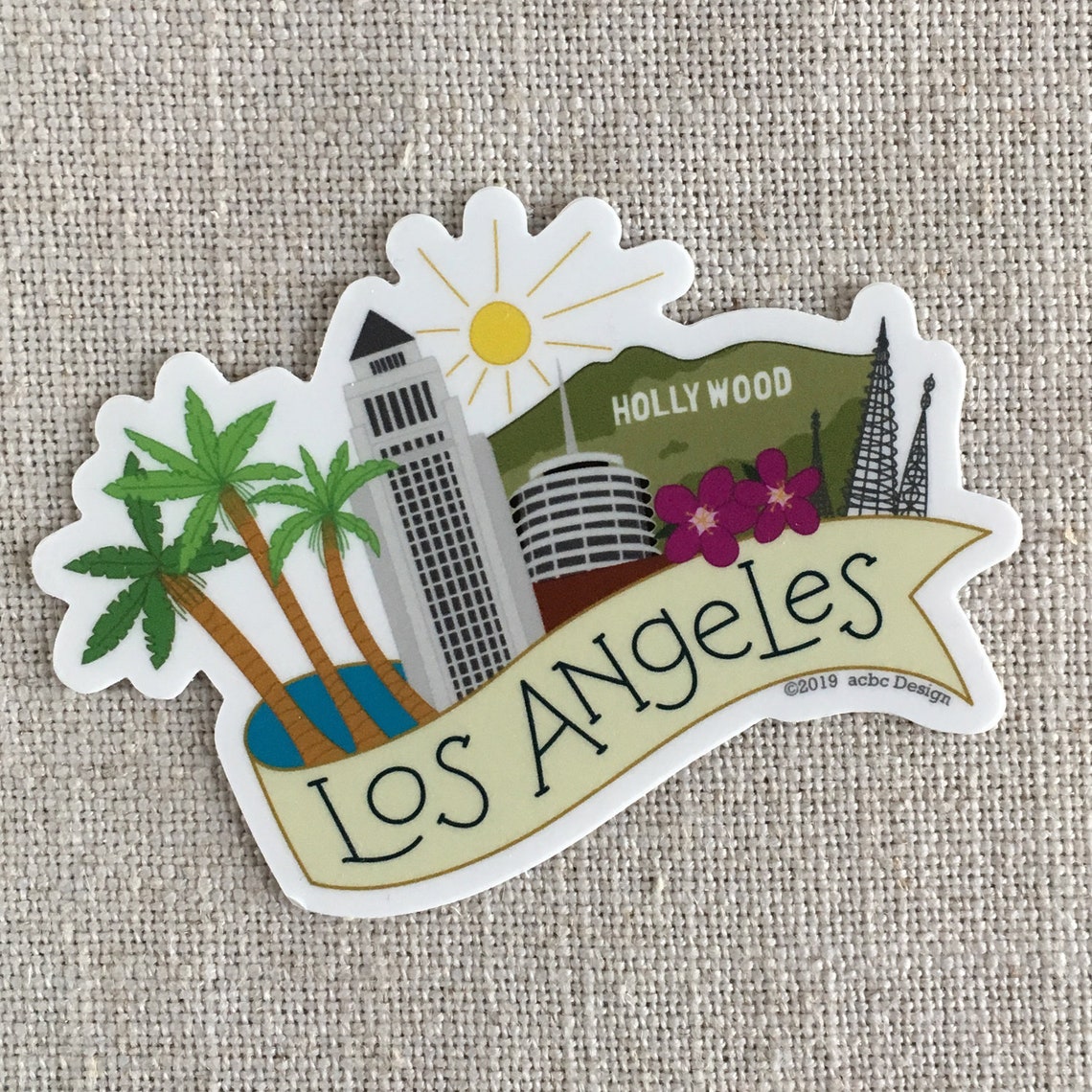 Los Angeles California Vinyl Sticker / Hollywood Hills / - Etsy