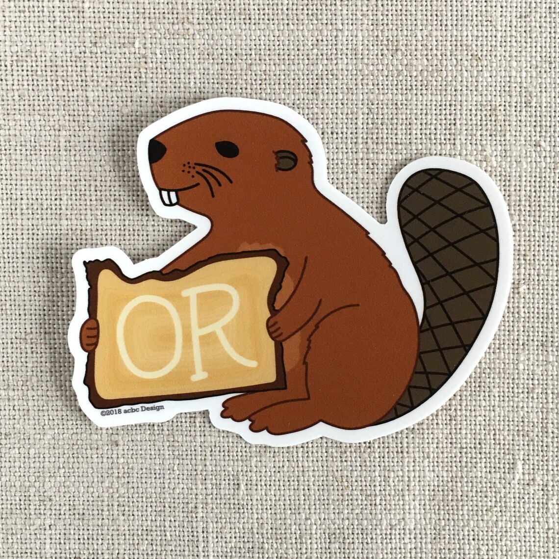 Oregon Beaver Vinyl Sticker / Illustrated Waterproof Sticker / | Etsy