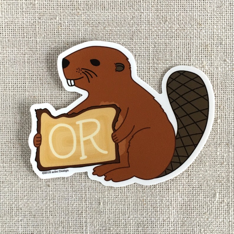 Oregon Beaver Vinyl Sticker / Illustrated Waterproof Sticker / Oregon ...