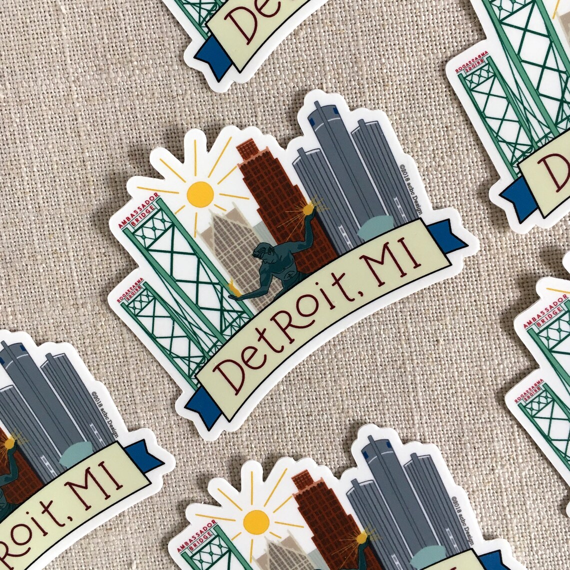 Detroit Michigan Vinyl Sticker / Detroit Skyline Sticker / | Etsy