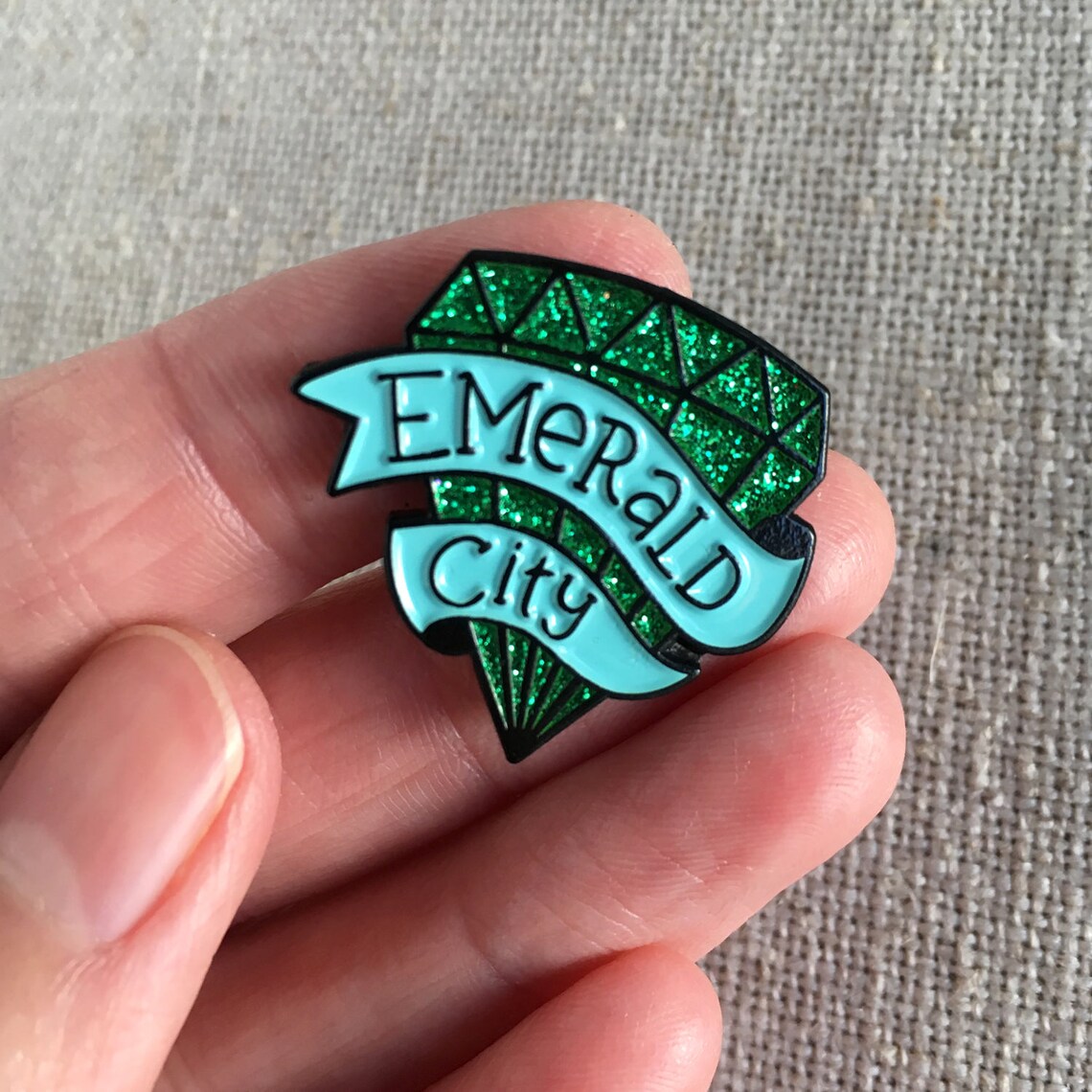 Emerald City Glitter Lapel Pin / Seattle Washington Emerald | Etsy