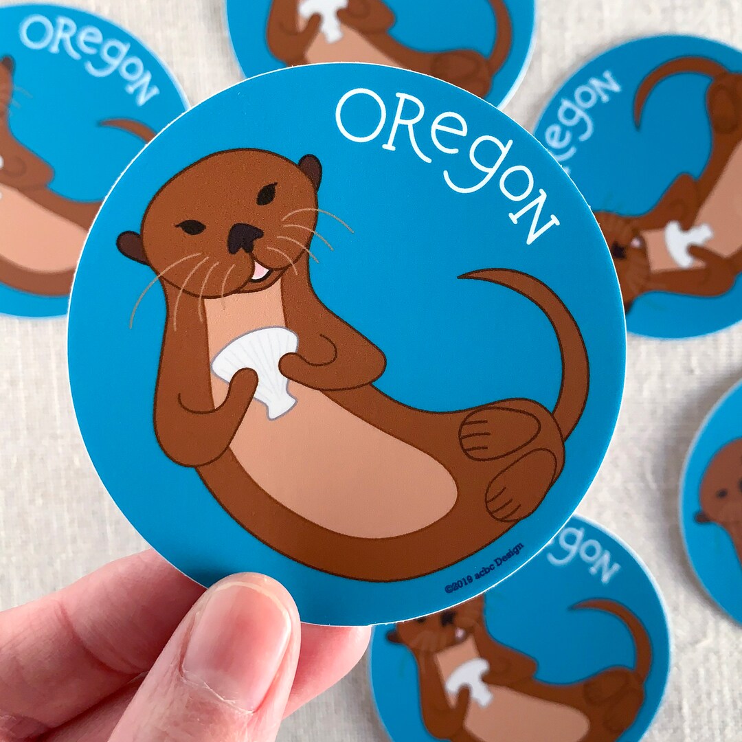 Oregon Otter Vinyl Sticker / Oregon Coast Sticker / Otter Illustration ...