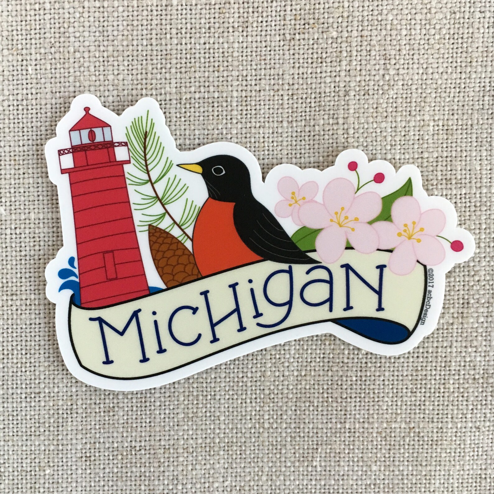 Michigan Vinyl Sticker / Modern Illustrated Michigan State | Etsy