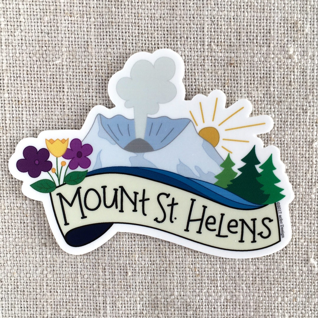 Mount St Helens Vinyl Sticker / Washington State Illustrated Sticker ...