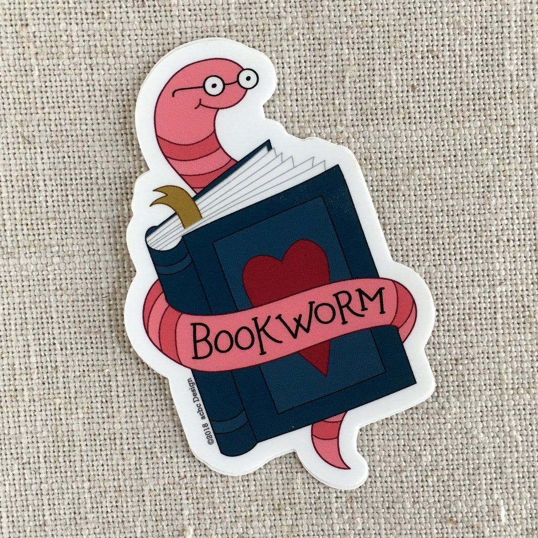 Bookworm Vinyl Sticker / Reader Gift / Laptop Sticker / Bookworm Gift ...