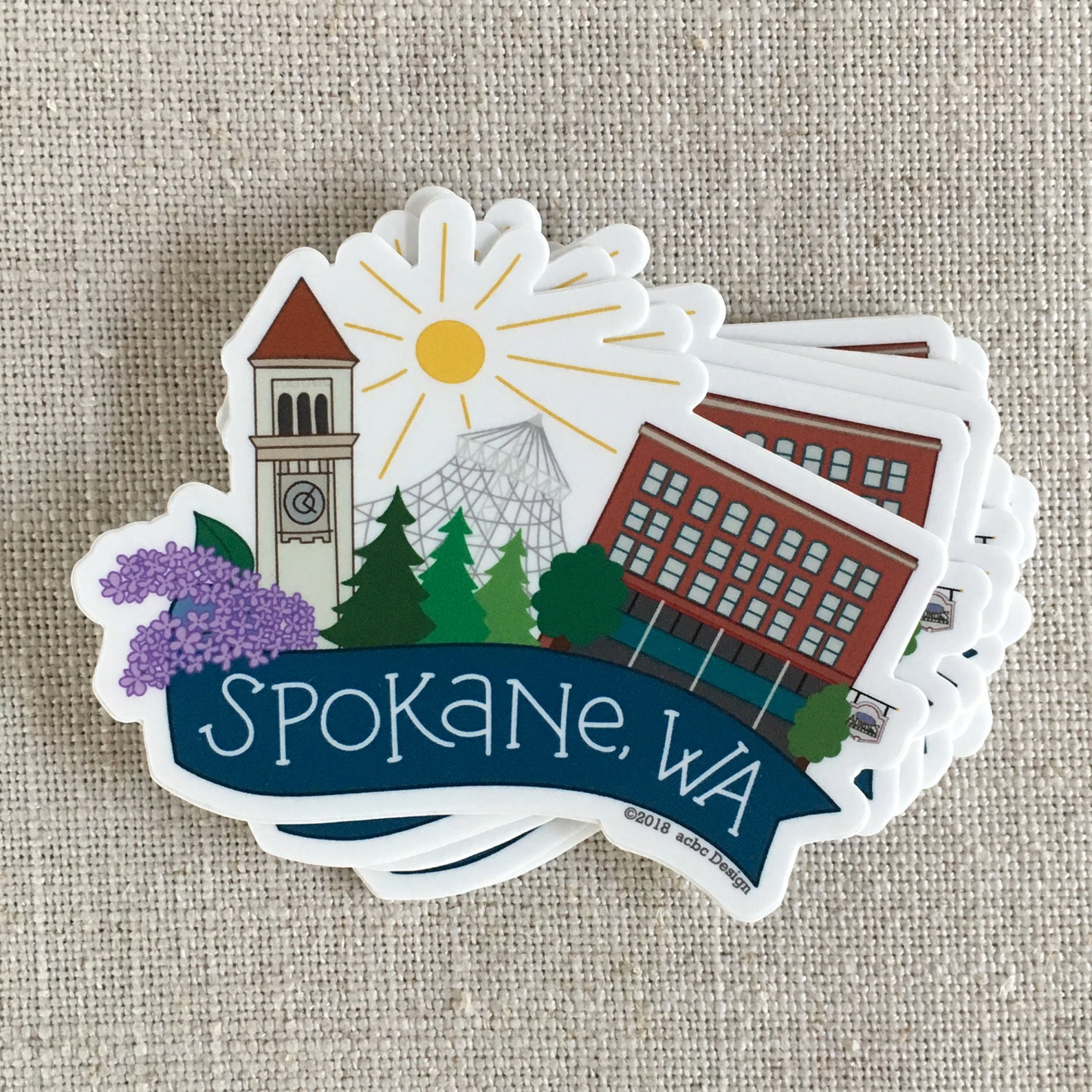 Spokane Washington Vinyl Sticker, Lilac City Travel Souvenir - Etsy