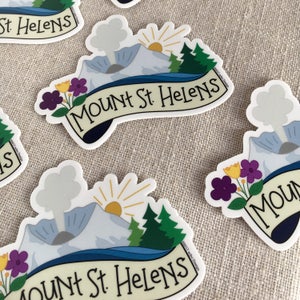 Mount St Helens Vinyl Sticker / Washington State Illustrated Sticker ...