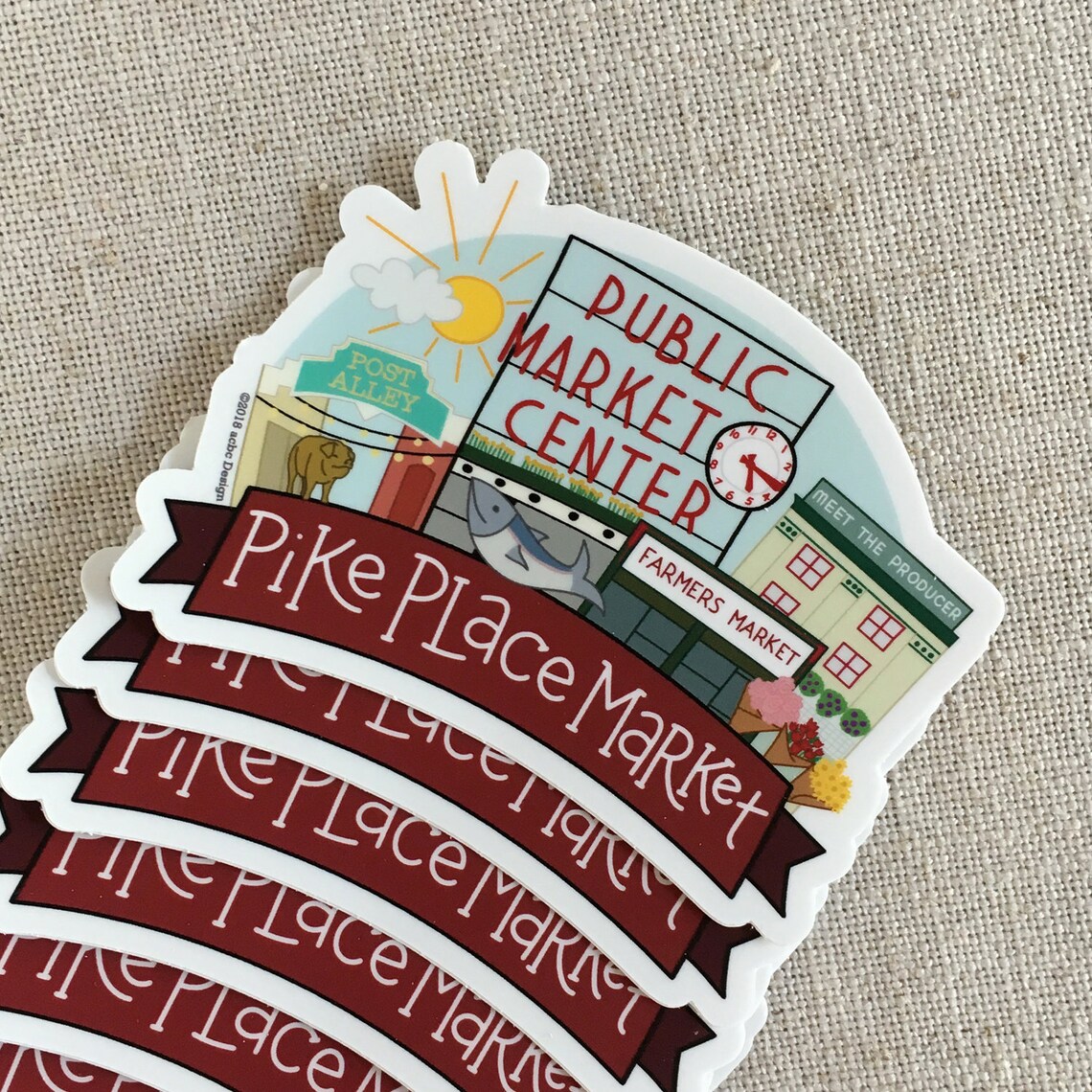 Pike Place Market Vinyl Sticker, Seattle Travel Souvenir - Etsy
