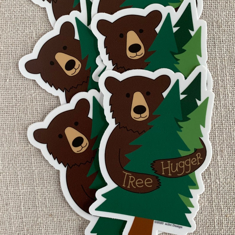 Tree Hugger Bear Vinyl Sticker / Environmentalist Sticker / - Etsy