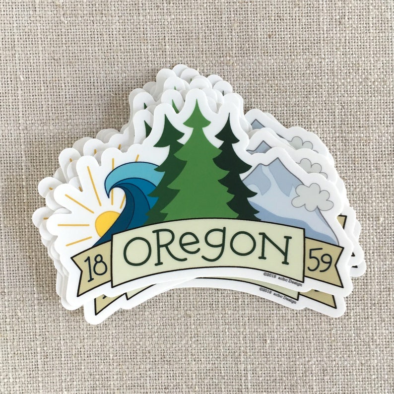 Oregon 1859 Vinyl Sticker / Illustrated Waterproof Sticker / | Etsy
