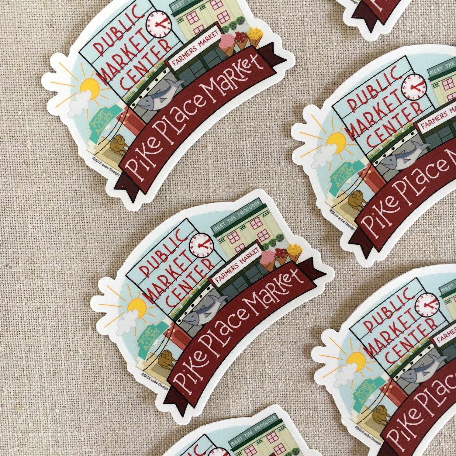 Pike Place Market Vinyl Sticker, Seattle Travel Souvenir - Etsy