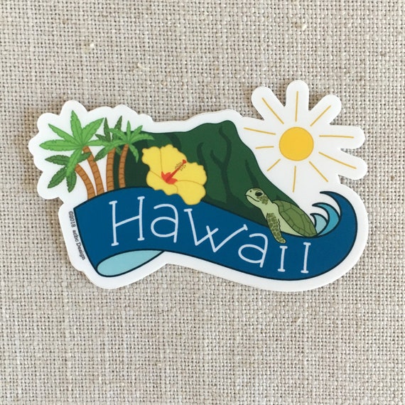 Hawaii Vinyl Sticker / Cool Hawaii Travel Sticker / Water - Etsy
