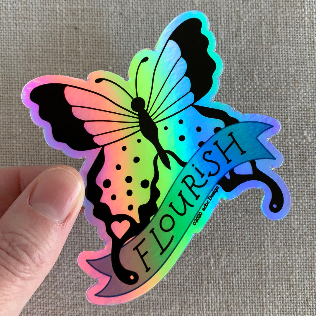Flourish Butterfly Holographic Vinyl Sticker / Inspirational Sticker ...