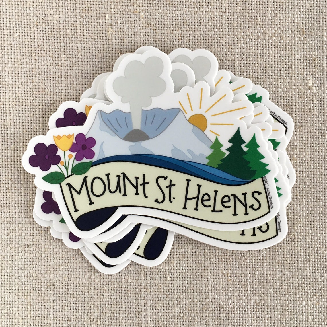 Mount St Helens Vinyl Sticker / Washington State Illustrated | Etsy