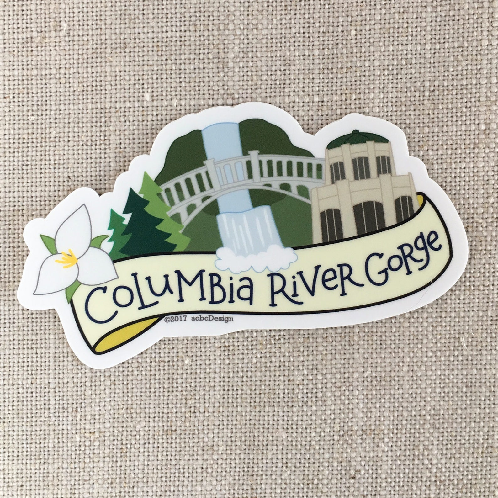 Columbia River Gorge Vinyl Sticker - Multnomah Falls, Vista House - Etsy