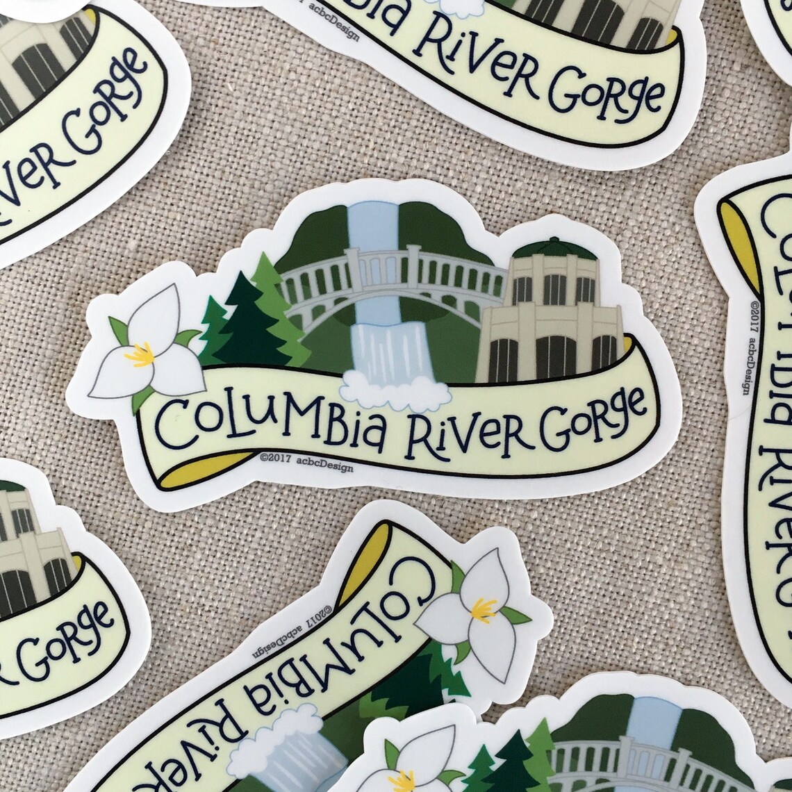 Columbia River Gorge Vinyl Sticker - Multnomah Falls, Vista House - Etsy