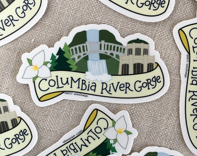 Columbia River Gorge Vinyl Sticker / Multnomah Falls Sticker / Laptop ...