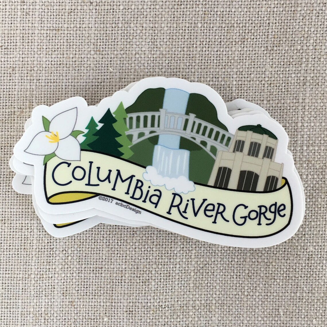 Columbia River Gorge Vinyl Sticker - Multnomah Falls, Vista House - Etsy