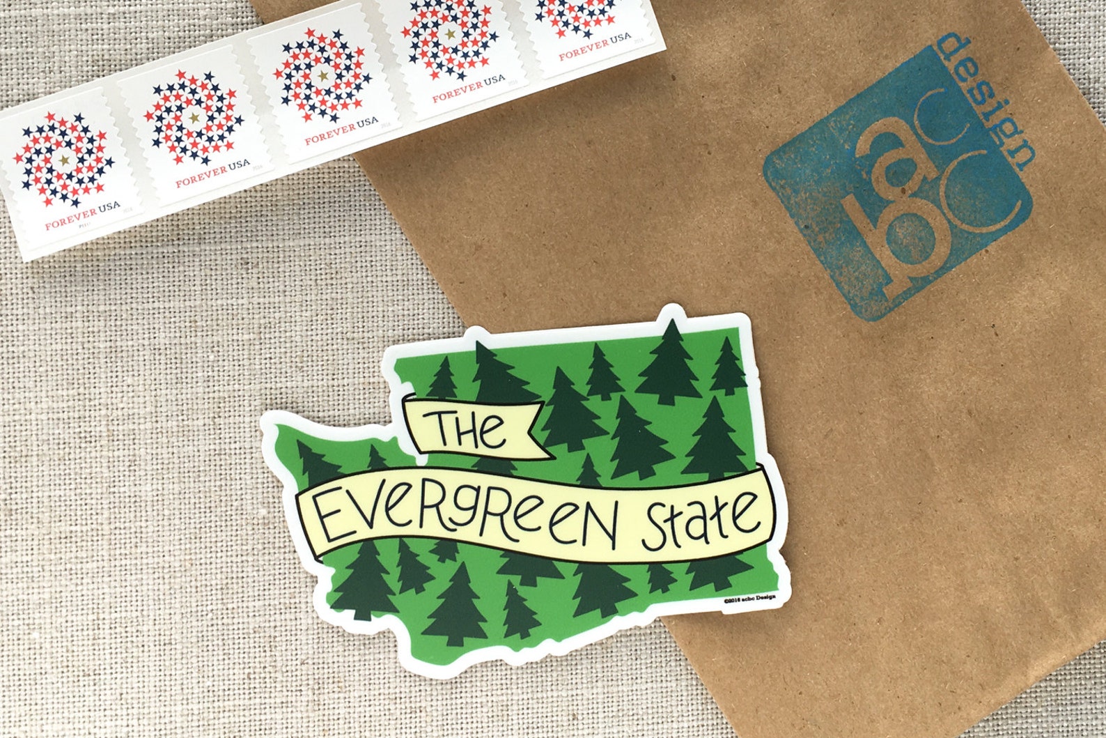 The Evergreen State Vinyl Sticker / Modern Illustrated - Etsy