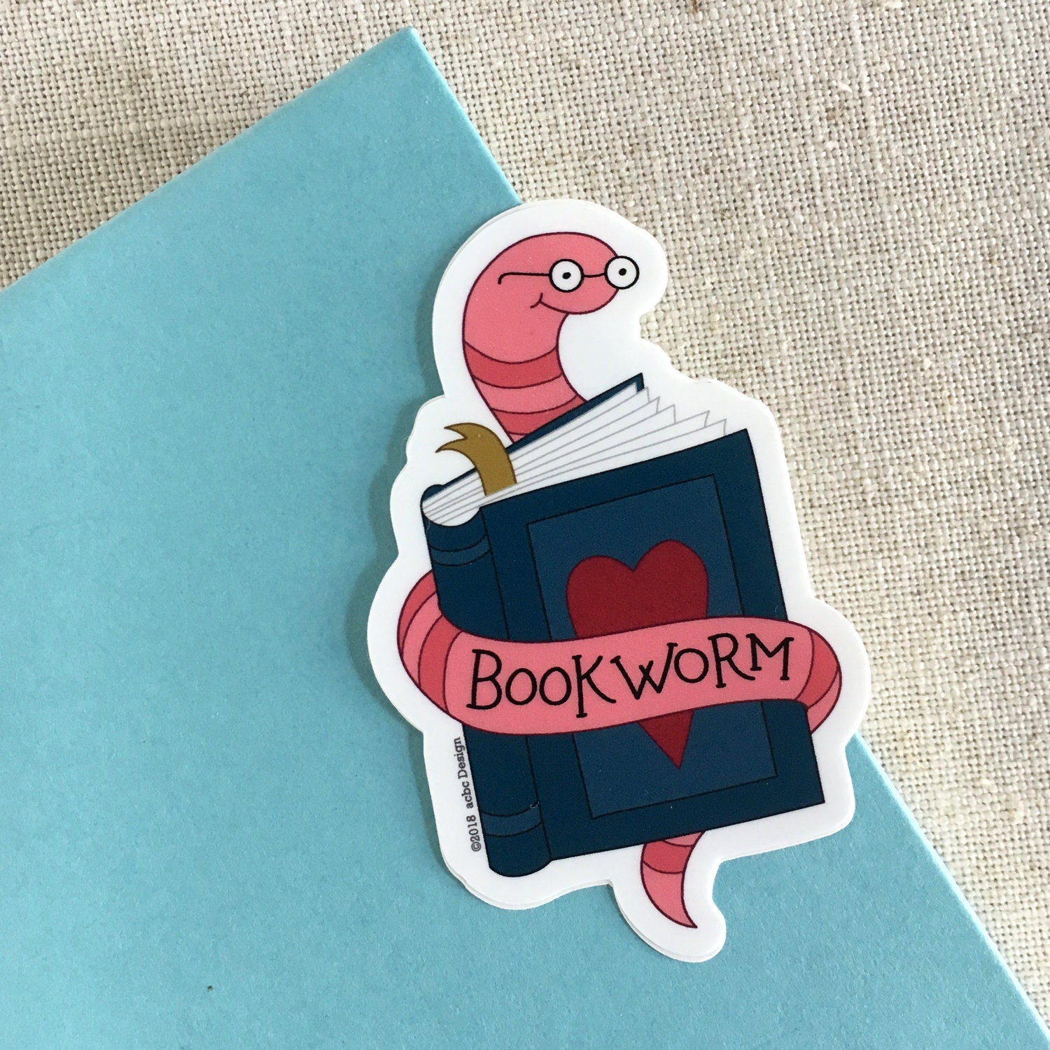 Bookworm Vinyl Sticker / Reader Gift / Laptop Sticker / | Etsy